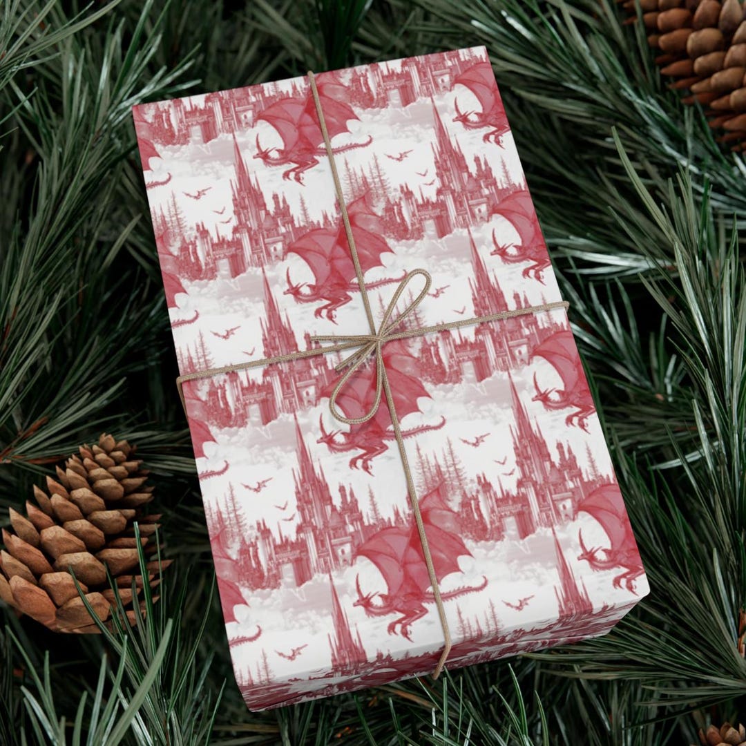 Toile Flying Dragon Gift Wrapping Paper: Gothic Christmas Holiday - Etsy