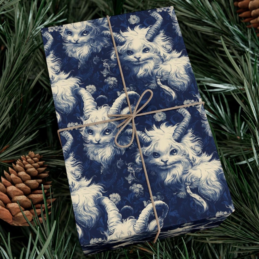 TOILE KRAMPUS KITTY Cat Cute Horror Gift Wrap Papers, Holiday Wrapping ...