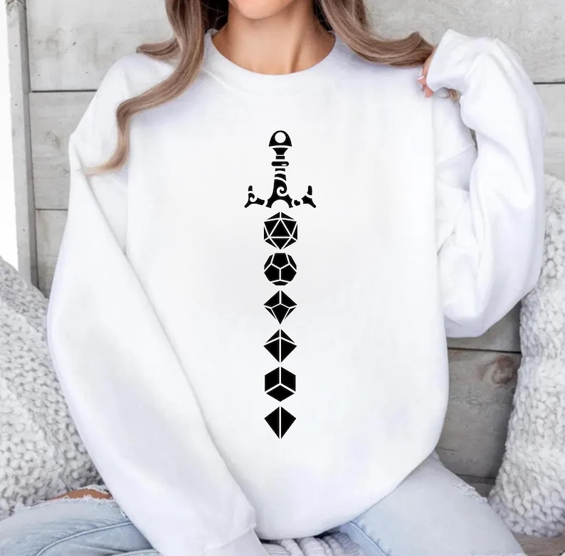 Dnd Sword Sweatshirt, Retro Dnd Dice Funny Hoodie, Dungeons and Dragons ...