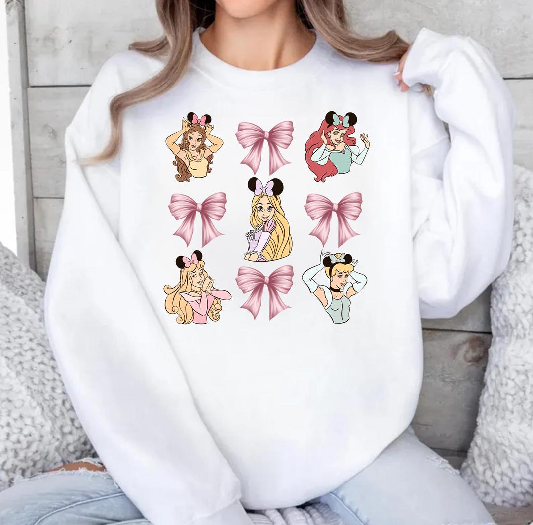 Retro Disney Princess Sweater, Coquette Disney Princess Hoodie, Disney ...