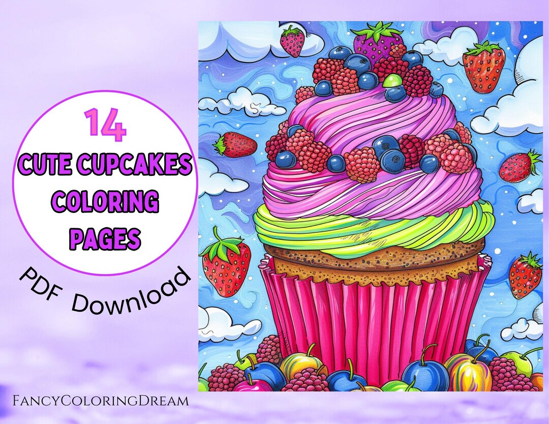 14 Cute and Sweet CUPCAKES Coloring Pages/prints for Kids and Adults ...