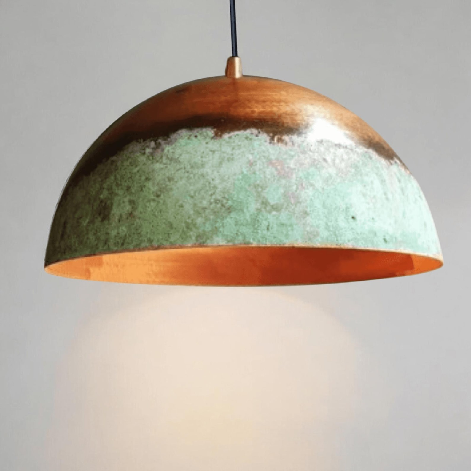 Copper Farmhouse Pendant Light, Patina Copper Hanging Light Fixture ...