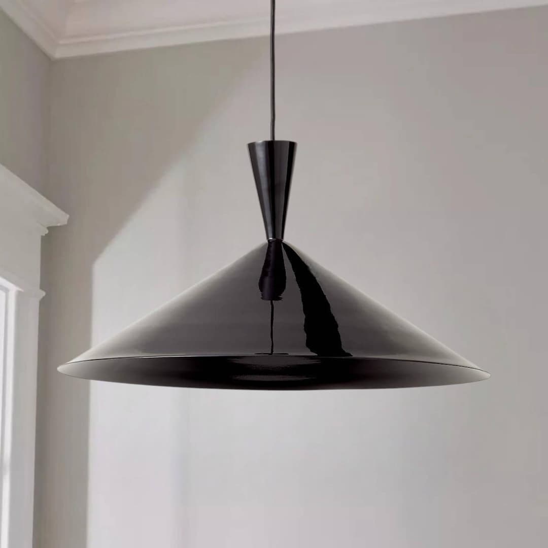 Matte Black Pendant Light – Modern Cone Ceiling Lamp for Minimalist ...