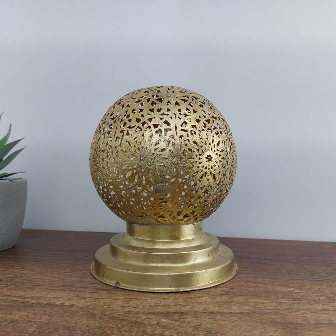 Moroccan Handmade Brass Table Lamp Shade Ball Shaped Lamp for Home ...