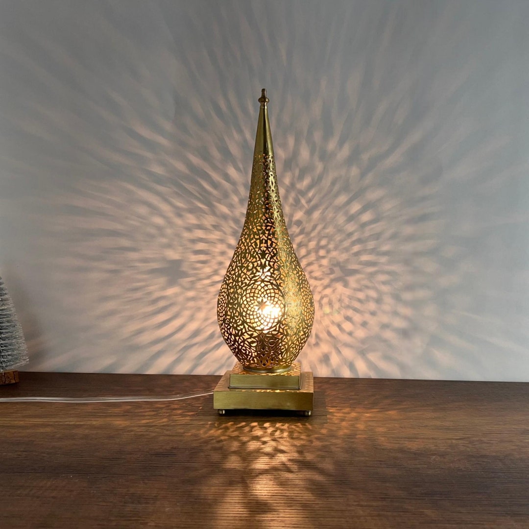 Handcrafted Brass Table Lamp - Moroccan Gold Table Light - Solid Brass ...