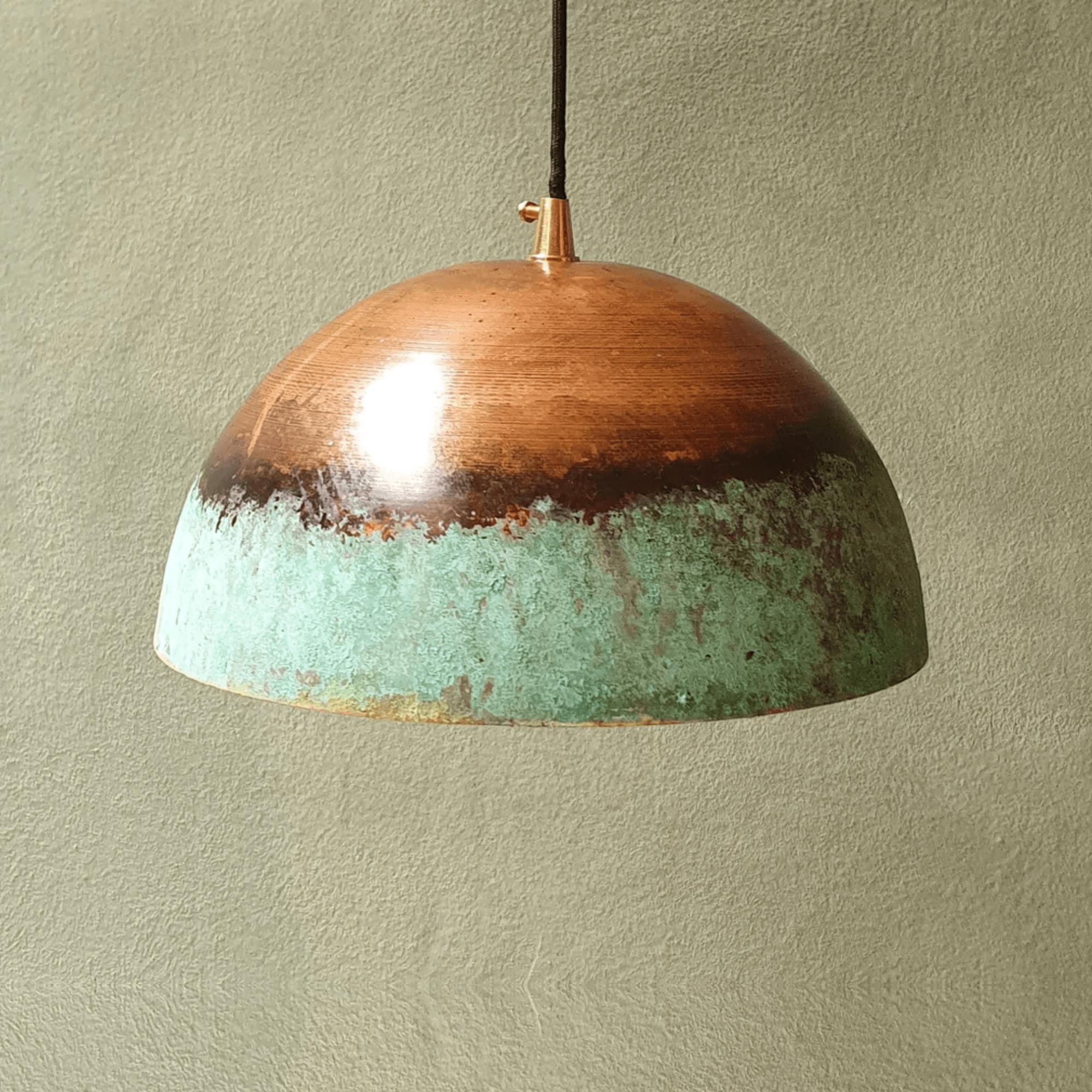 Copper Farmhouse Pendant Light, Patina Copper Hanging Light Fixture ...