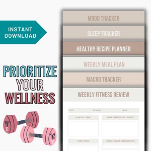 Digital Fitness Planner Editable Canva Template for Workout Log Tracker ...