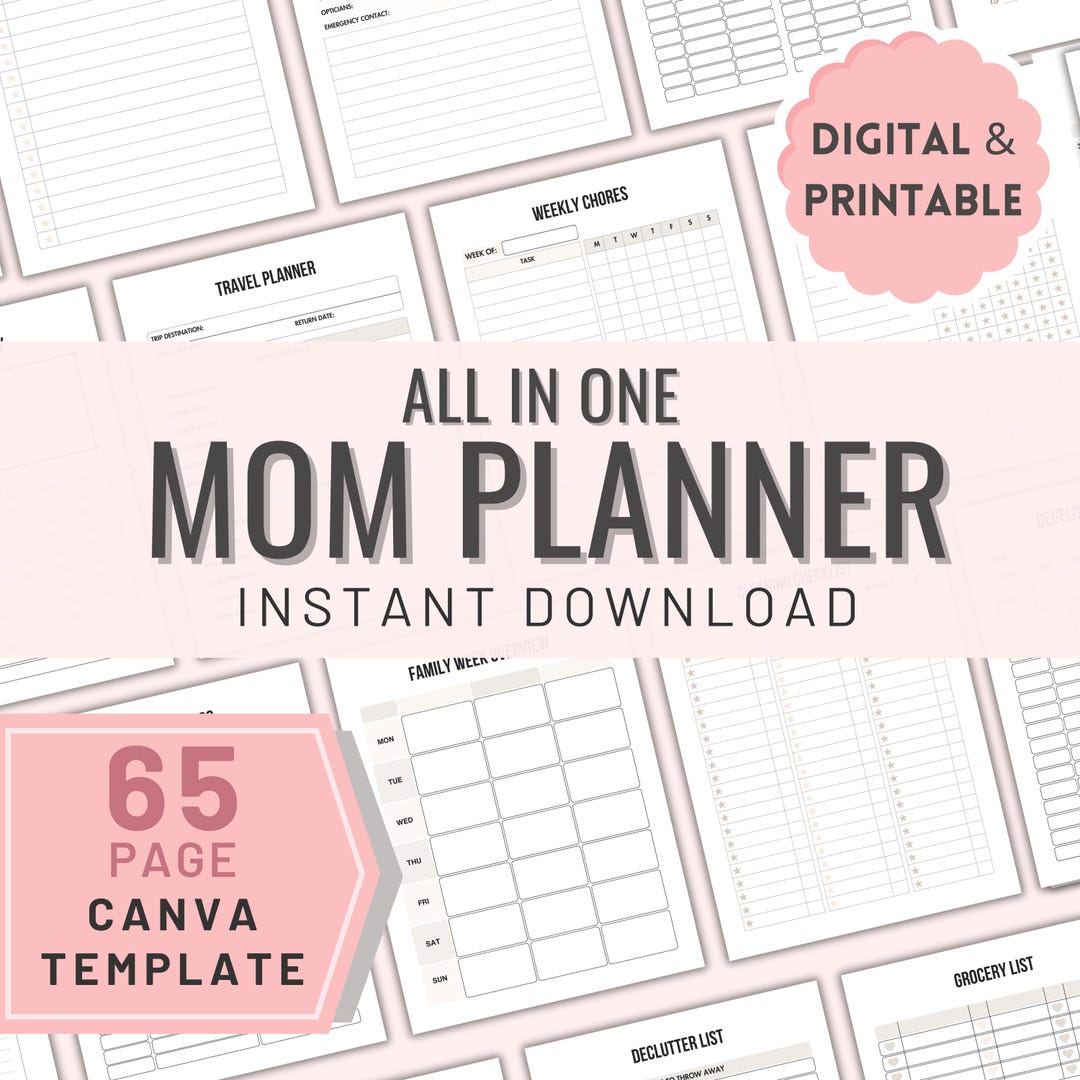 Busy Mom Planner Digital Template Stay at Home Mom Planner Life ...