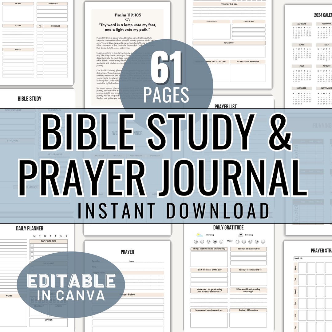 Editable Prayer Journal Printable Bible Study Planner Christian Prayer ...