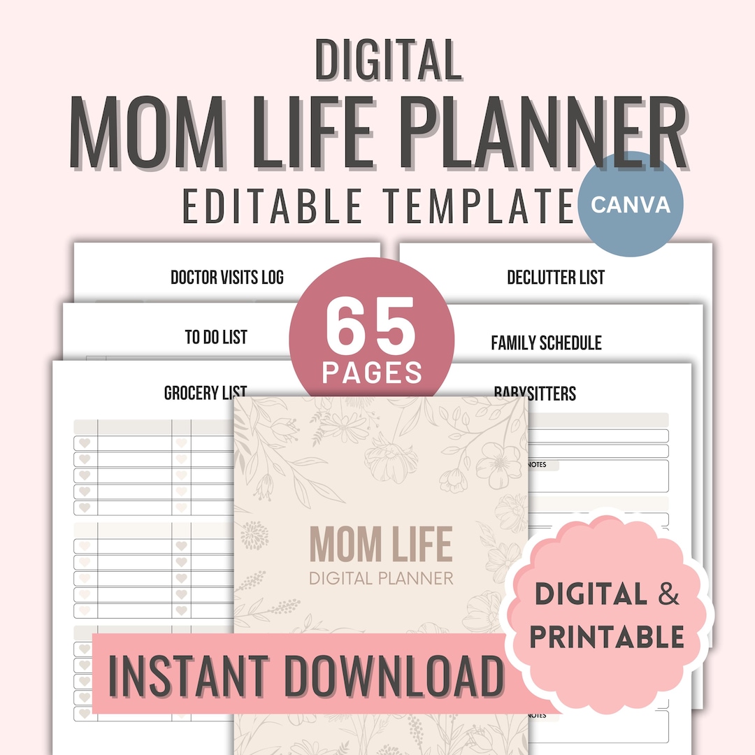 Editable Mom Planner Canva Template Planner for Busy Mom Daily Planner ...