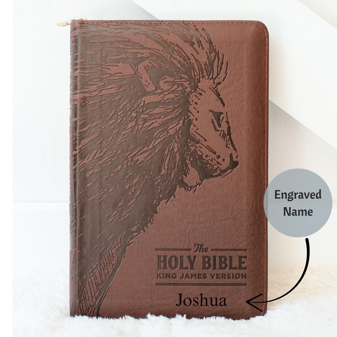 Custom Engraved Faux Leather Bible for Men KJV Personalized Bible for ...