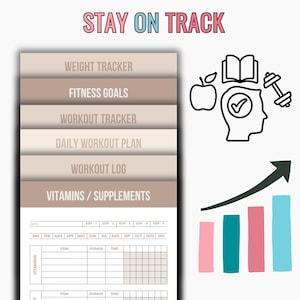 Digital Fitness Planner Editable Canva Template for Workout Log Tracker ...