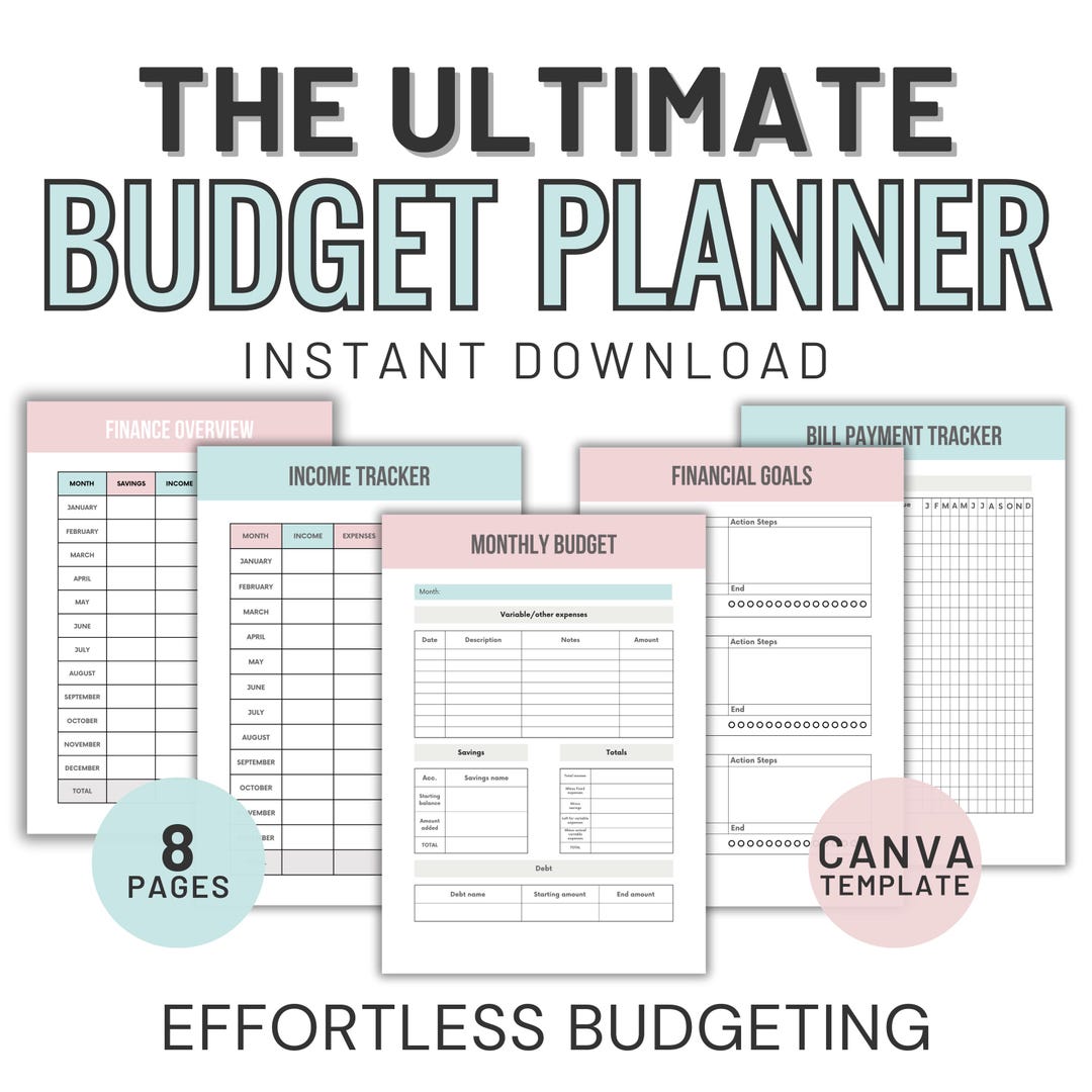Editable Digital Budget Planner Template Personal Finance Tracker for ...