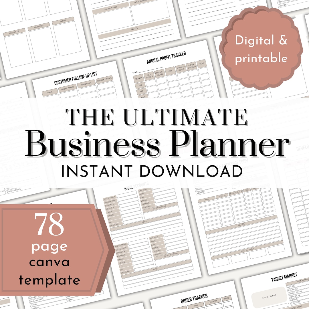 Digital Business Planner for Entrepreneurs Expense Tracker Editable ...