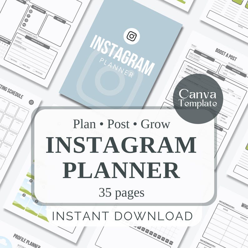 Instagram Content Planner Canva Template Social Media Planner for Small ...