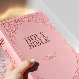Pink Leather Bible KJV Bible for Women Tabbed Christian Bible Faux ...