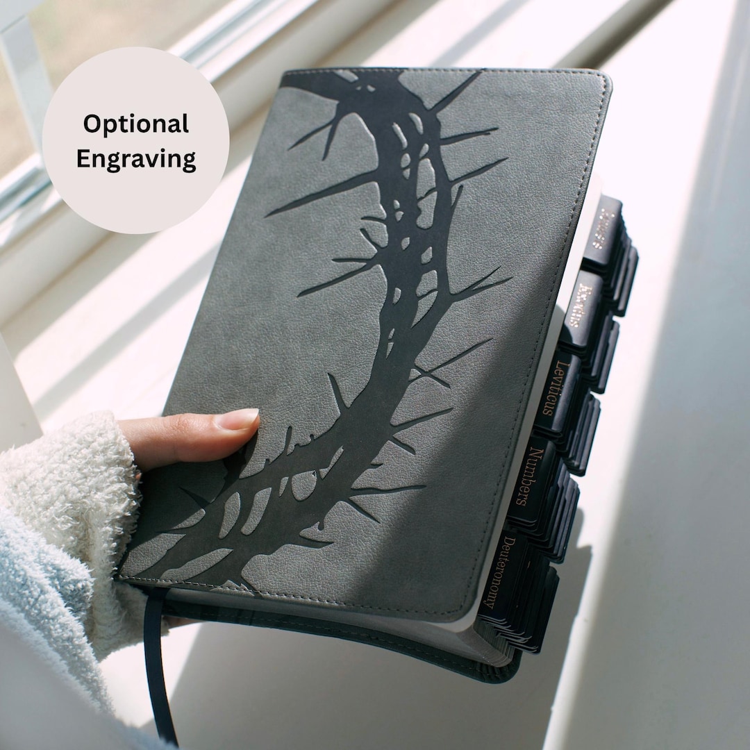 Personalized Black Leather Bible for Men Custom Engraved CSB Bible With Black Tabs Christian ...