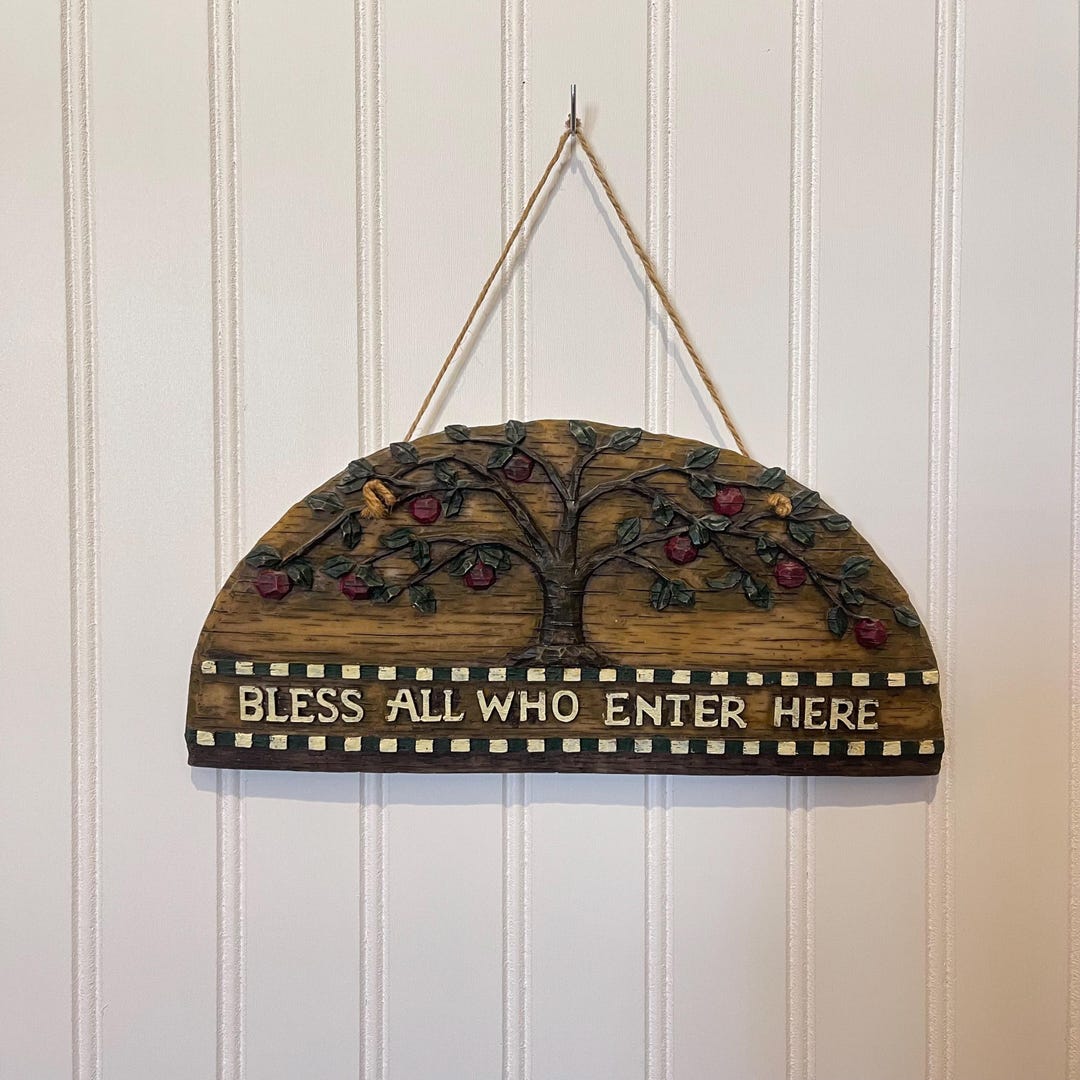 Al Pisano Handcrafted Tree of Life Plaque - Bless All Who Enter - Etsy