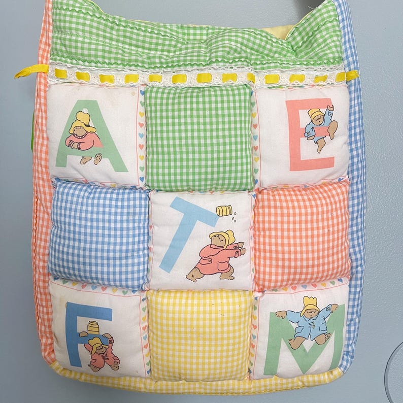 Vintage Paddington Bear Quilt Tote Bag: Handmade Patchwork Diaper Bag ...