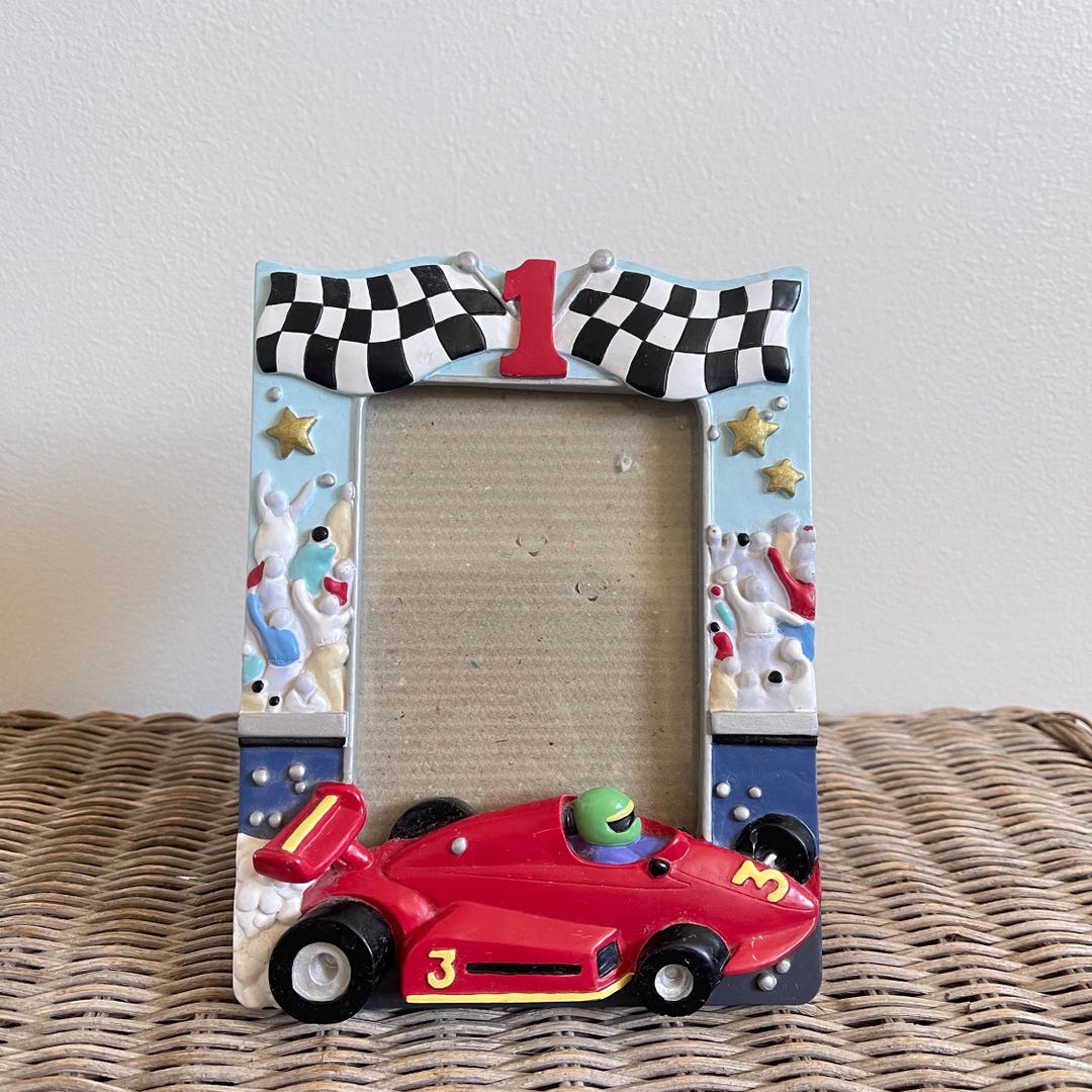 Kids Race Car Raised Relief Photo Frame – 4" X 6" Photo Easel-back ...