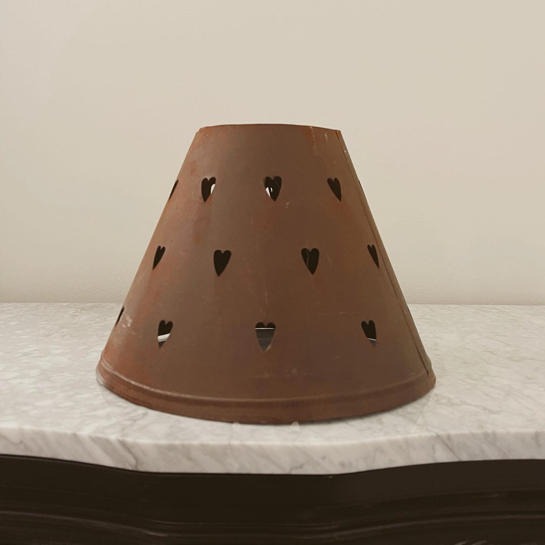 Rustic Heart Punched Tin Lamp Shade 10 Vintage Country Farmhouse ...