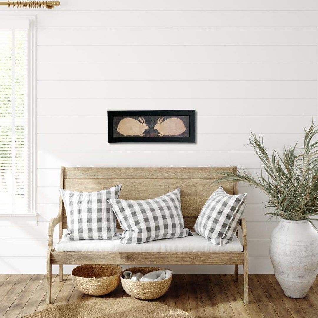 Warren Kimble Bunny Framed Art Rustic Dark Green Frame, Country ...