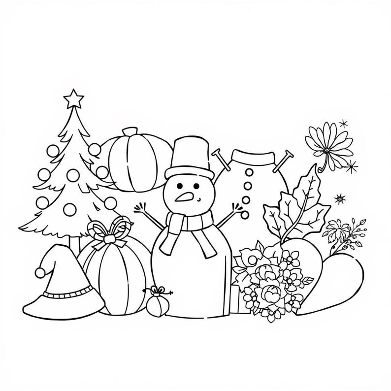 Christmas Holiday Bundle | 5 Festive Coloring Pages | Printable Art for ...