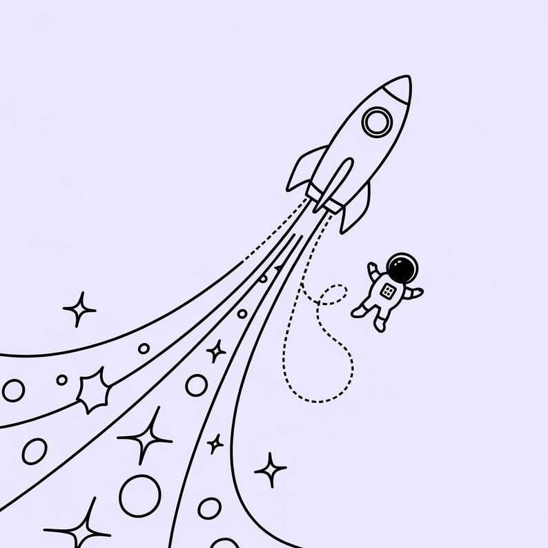Rocket Doodle Art, Kids Coloring Pages, Space Art, Whimsical Rocket ...