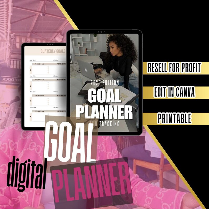 2025 Goal Planner PLR Printable Planner SMART Goals & Tracking ...