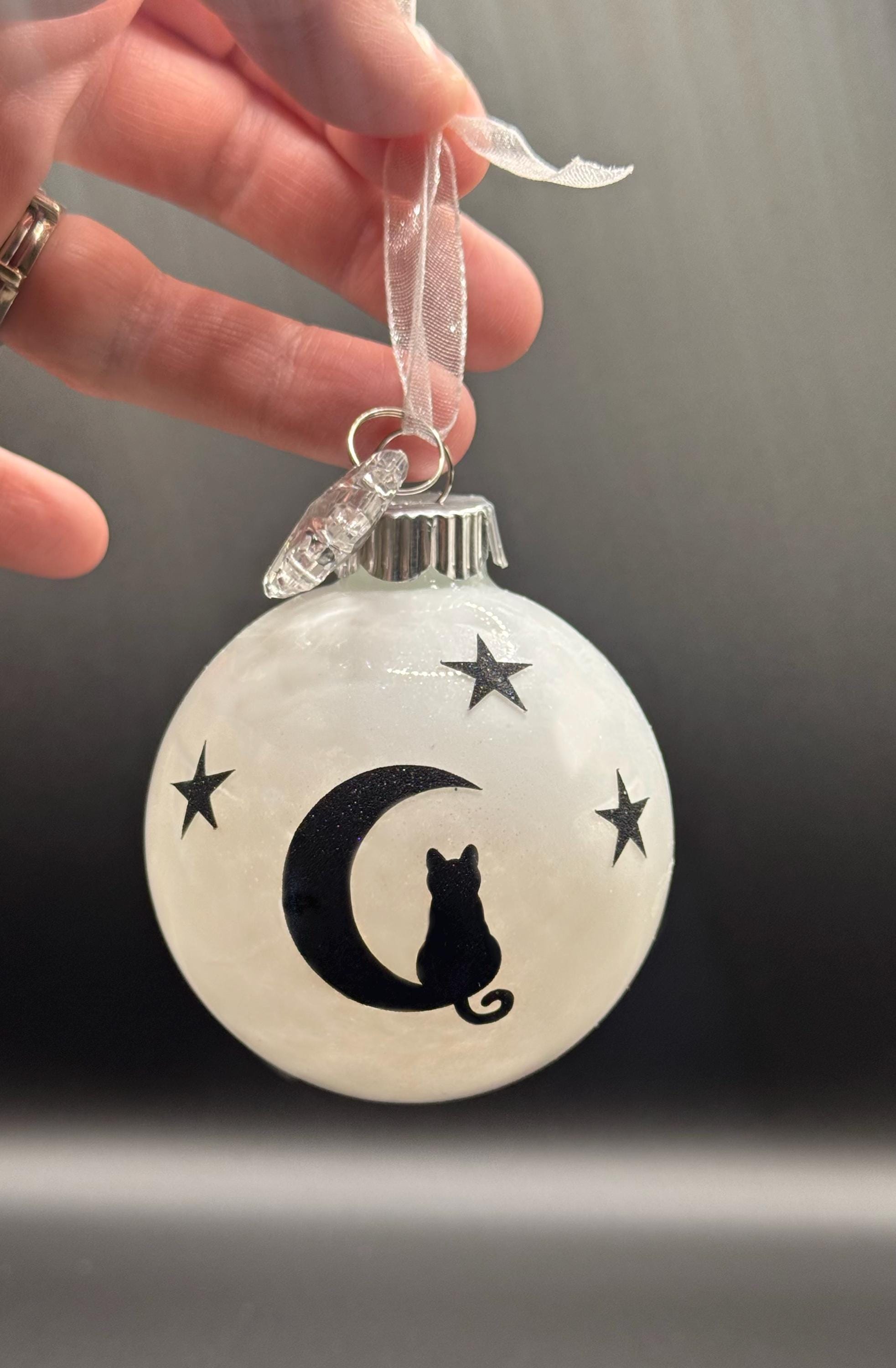 Personalized Moon and Cat Ornament, Custom Name Christmas Gift, Unique ...