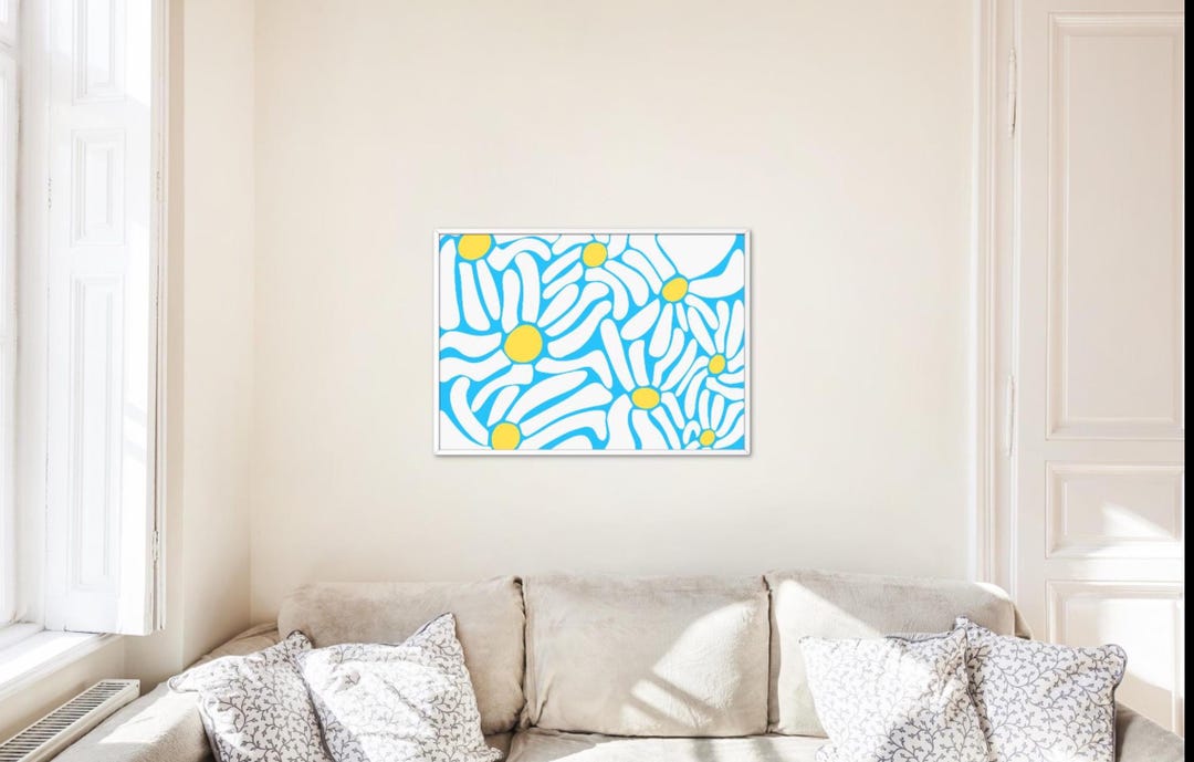 Blue Daisy Floral Print – Modern Art, Heather Halpin (digital Download ...