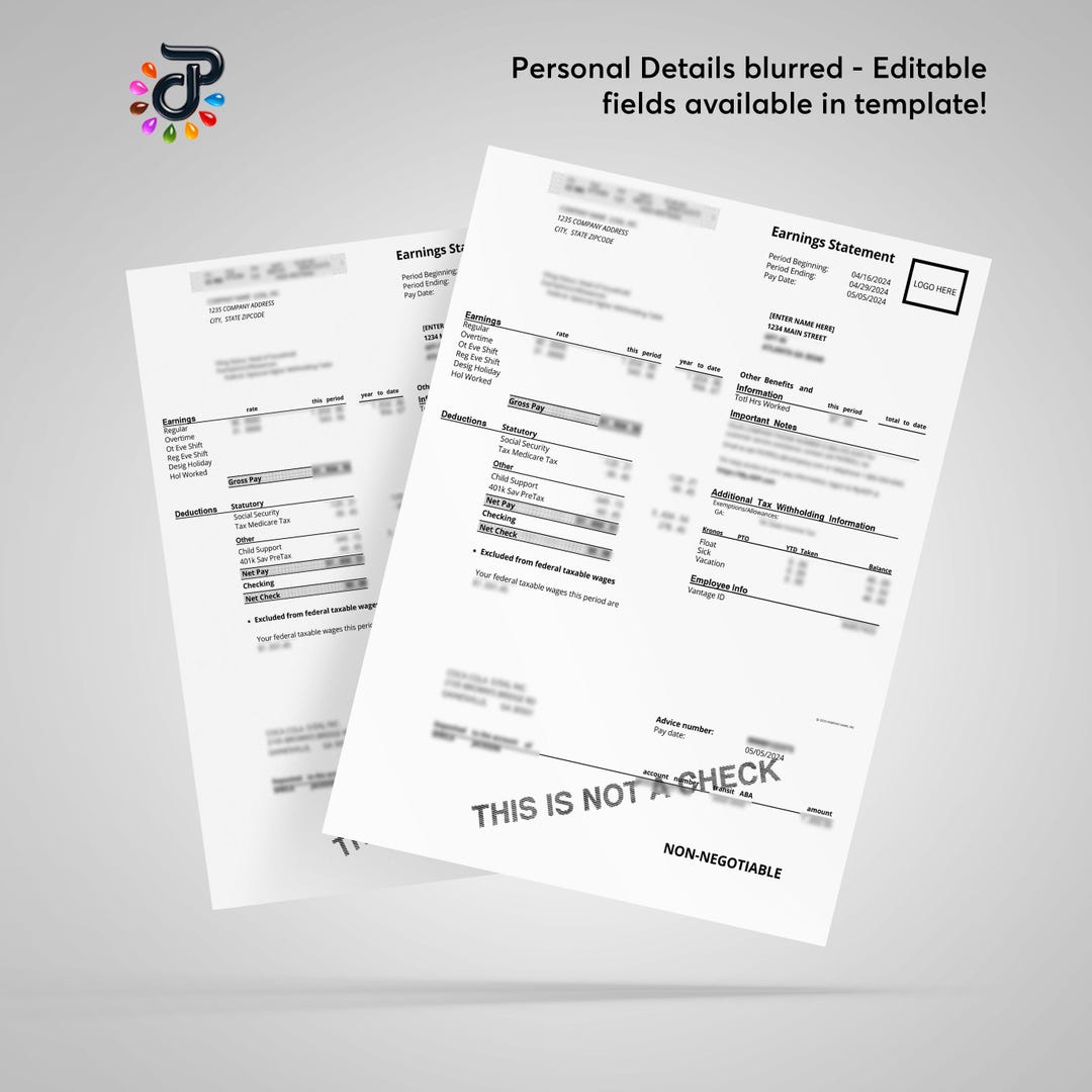 DIY Professional Pay Stub Canva Template Bi-weekly Earnings Statement ...