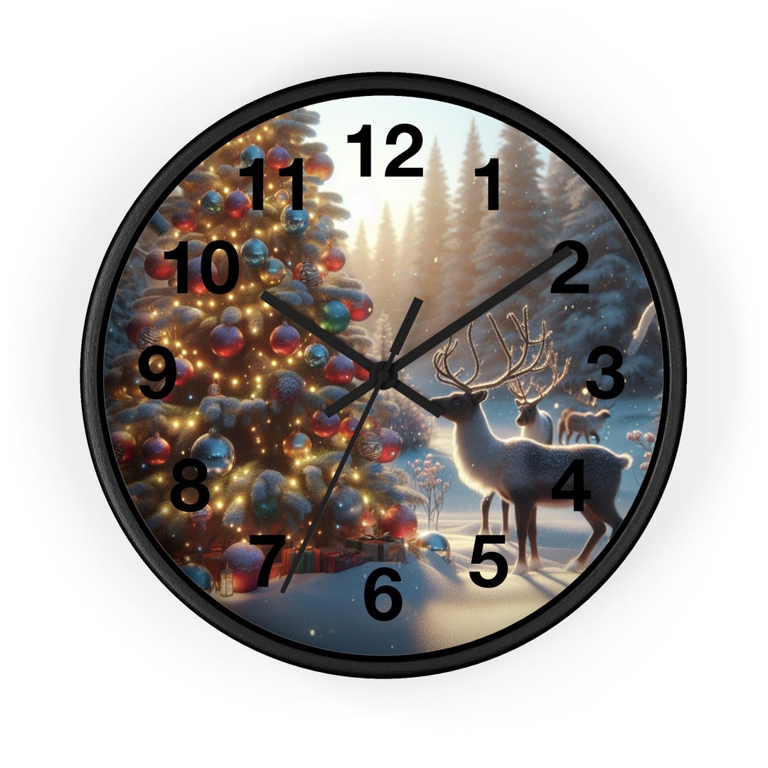 Christmas Wall Clock, Holiday Decor, Festive Timepiece, Home Decor ...