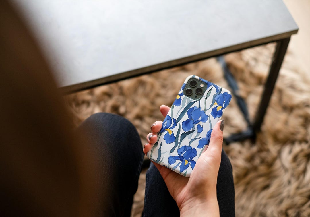 Watercolour Iris Snap Cases, Blue and Yellow Floral Phone Cover ...