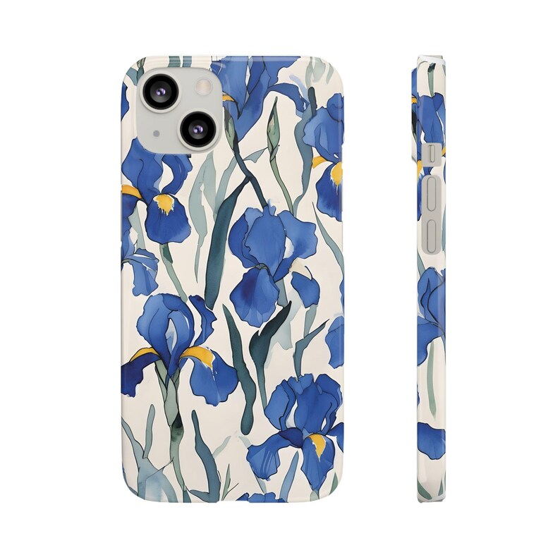 Watercolour Iris Snap Cases, Blue and Yellow Floral Phone Cover, Protective Smartphone ...