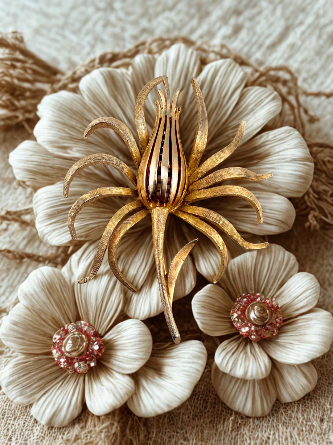 Vintage 1940s Coro Craft Golden Thistle Flower Brooch - Etsy
