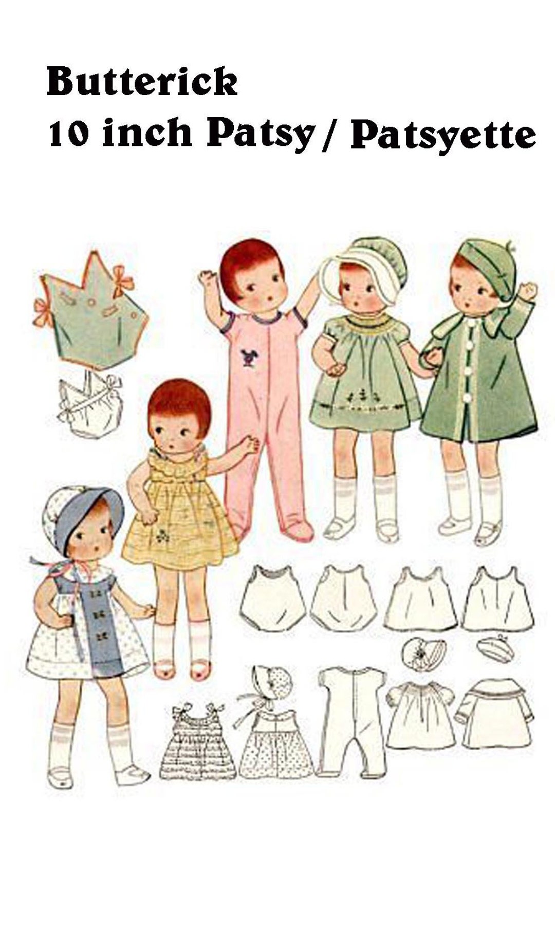 PDF 9 1.2"- 10" Patsy/patsyette Vintage Toddler Doll Clothes Butterick ...