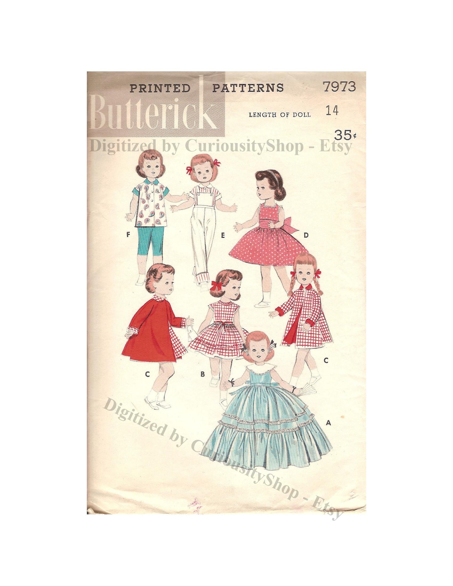PDF Vintage 14" Doll Clothes Pattern Slim Dolls Like Toni, Betsy. Mary ...