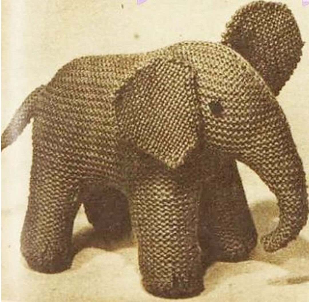 PDF Vintage Knitting Pattern Knit Stuffed Animal "elegant Elephant ...
