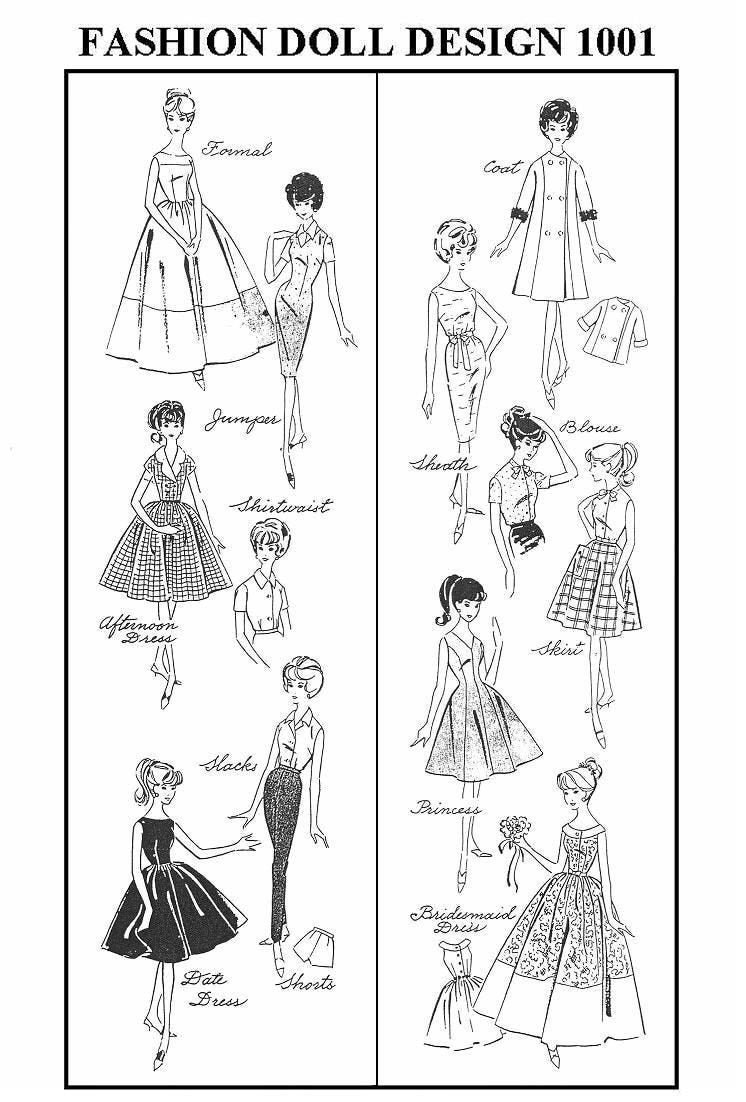 Patterns PDF 11.5 Barbie Doll and other Fashion Dolls 1970s era Clothes ...
