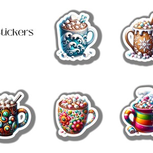 Hot Cocoa Mugs Clipart and Sticker Set Valentine's Day Digital Download ...