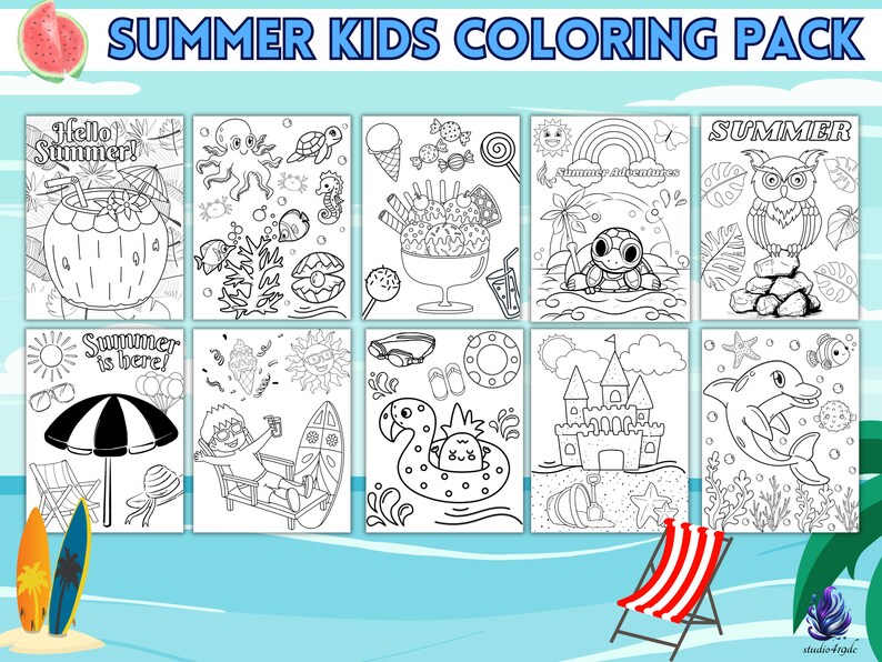 Printable Summer Coloring Book for Kids Fun and Creative Activities - Etsy