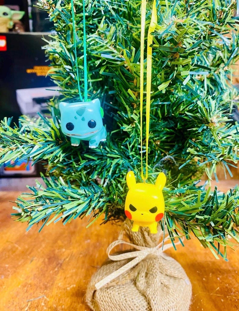 2 New POKÉMON BULBASAUR & PIKACHU Christmas Tree Ornaments Holiday Gift ...