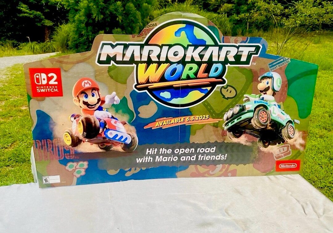 RARE NEW 48”x29” Nintendo Mario Kart World Switch 2 Store Display Promo ...