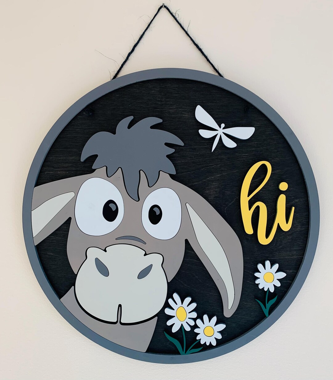 Donkey Hi Sign, Door Sign, Layered Round Hanger, Farm Sign, Animal ...