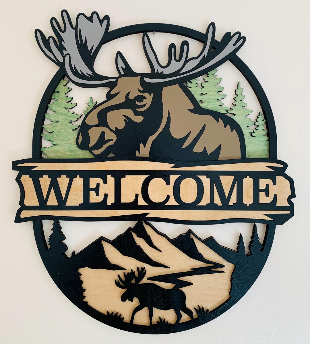 Moose Welcome Sign, Cabin Decor, Moose Door Hanger, Moose Decor, Lodge ...