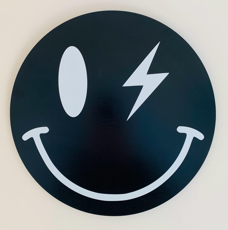 Retro Smiley Face Sign, Wood Smiley Face Sign, Kids Bedroom Decor ...