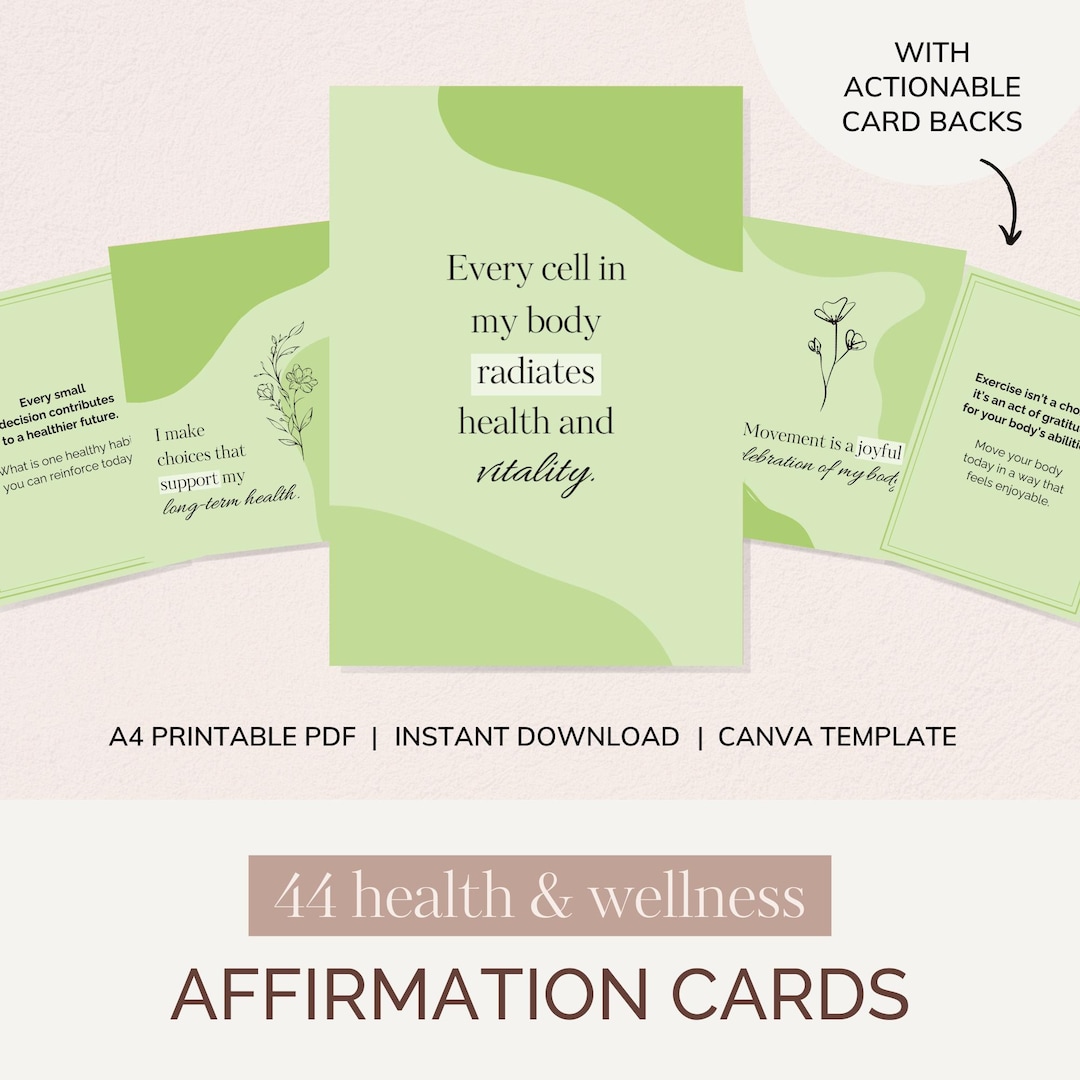 44 Health & Wellness Affirmation Cards for Friends Printable | Positive ...