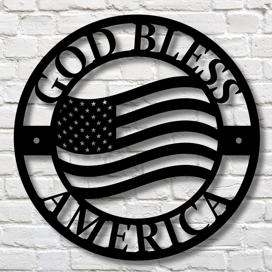 Patriotic American Metal Flag Sign | Metal Wall Art | Patio Porch Sign ...