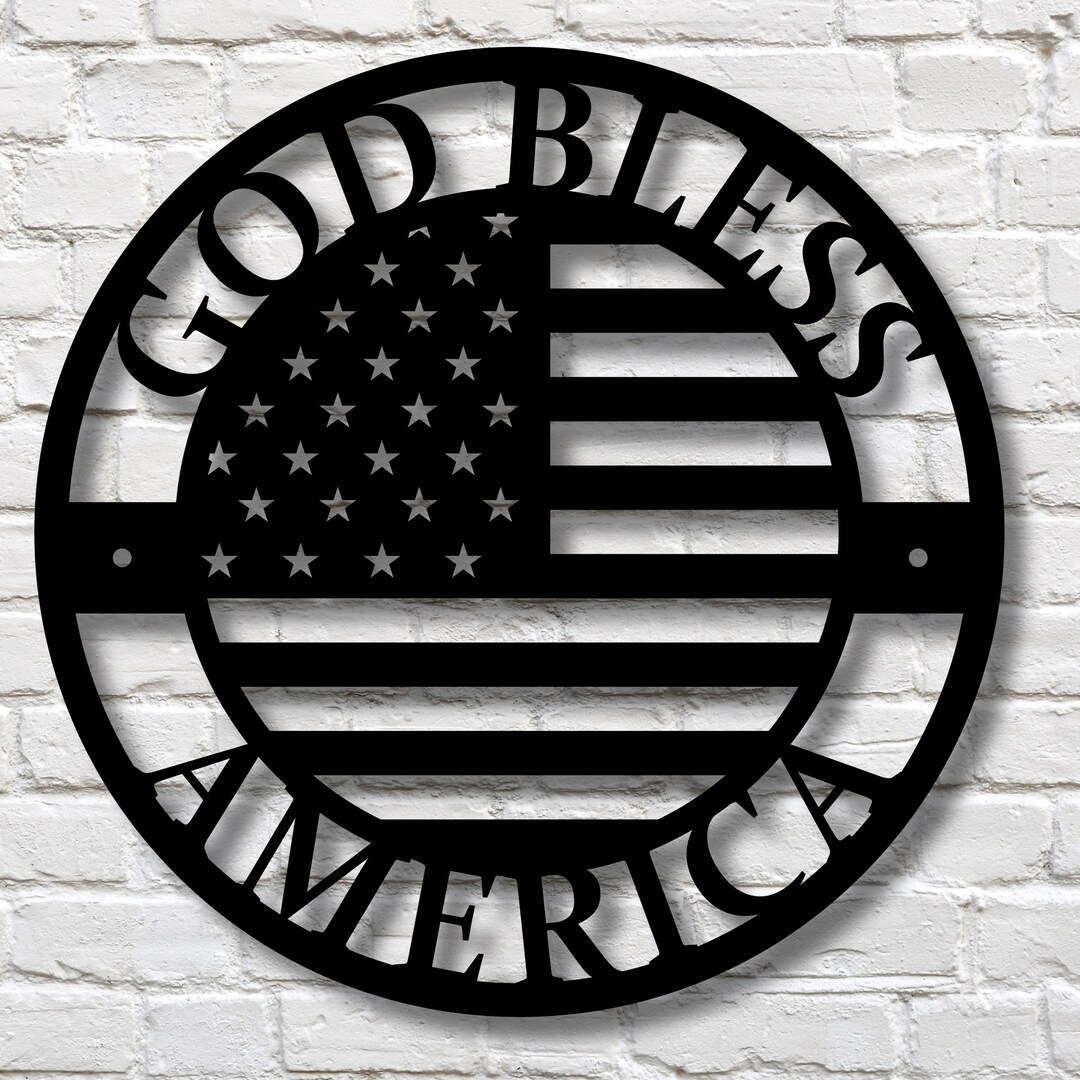 Patriotic American Metal Flag Sign | Metal Wall Art | Patio Porch Sign ...